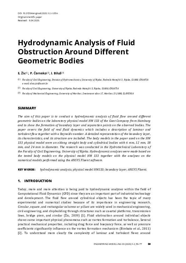 (PDF) Hydrodynamic Analysis of Fluid Obstruction Around Different ...