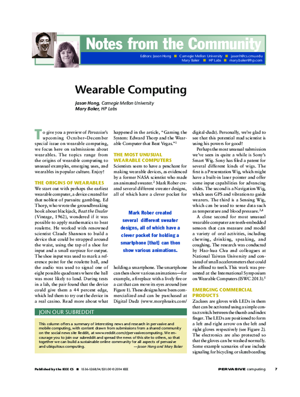 (PDF) Wearable Computing