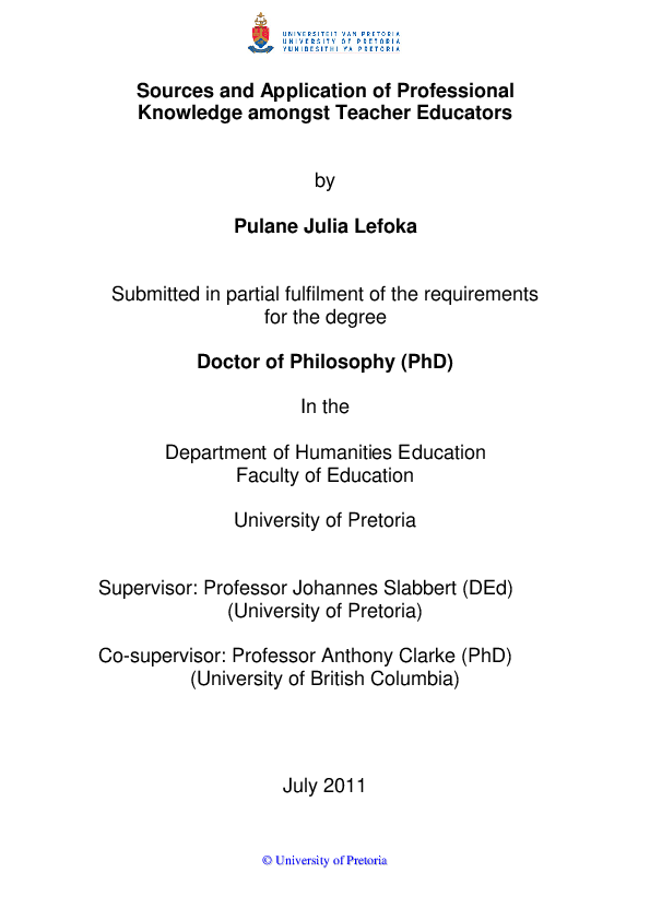 (PDF) Sources and application of professional knowledge amongst teacher ...