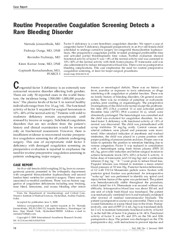 (PDF) Routine Preoperative Coagulation Screening Detects a Rare ...