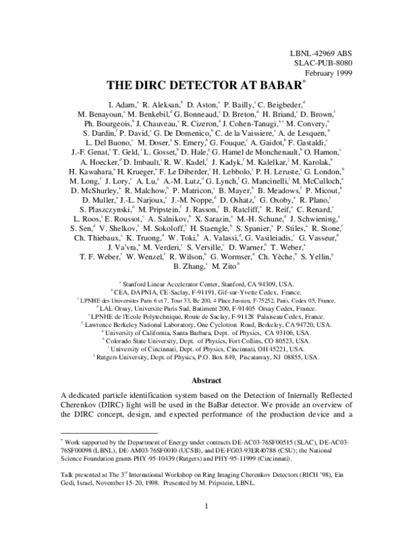 (PDF) The DIRC detector at BaBar
