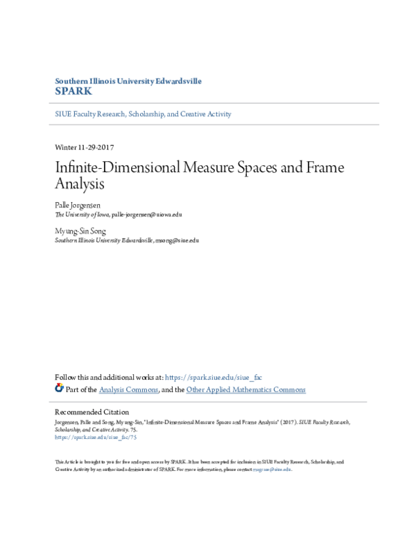(PDF) Infinite-Dimensional Measure Spaces and Frame Analysis