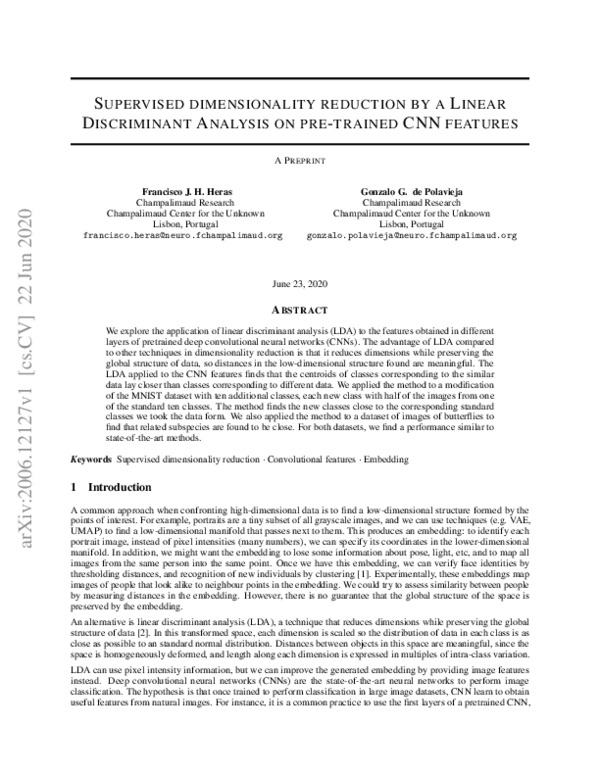 (PDF) Supervised dimensionality reduction by a Linear Discriminant ...