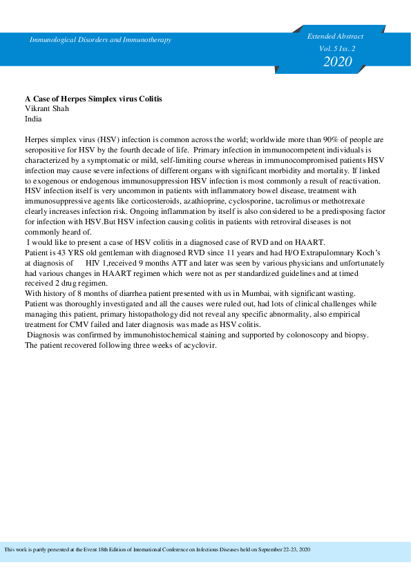 (PDF) A Case of Herpes Simplex virus Colitis