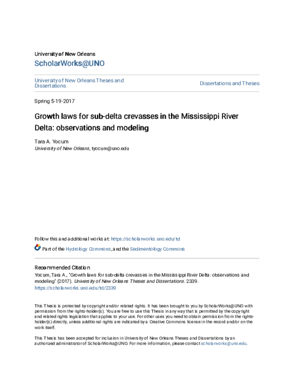 (PDF) Growth laws for sub-delta crevasses in the Mississippi River ...