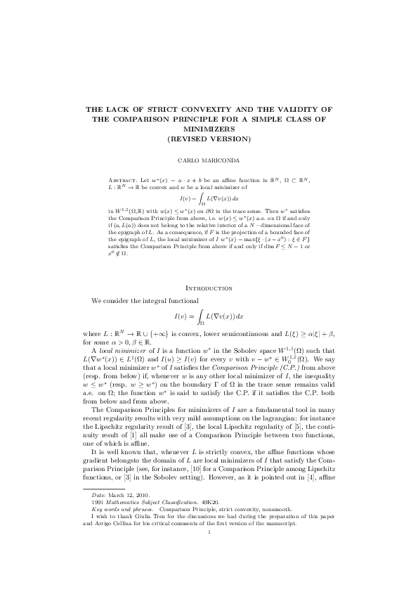 (PDF) Convexity Effects on the Comparison Principle in Minimizers