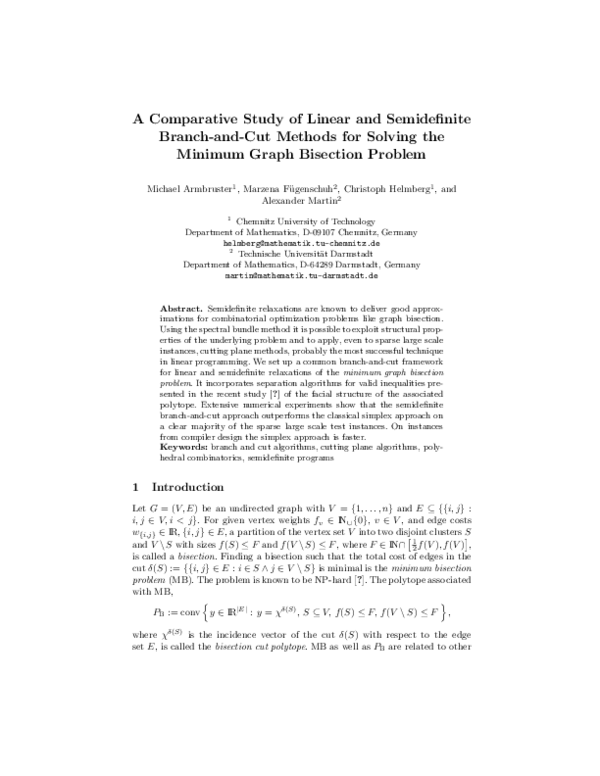 (PDF) A Comparative Study of Linear and Semidefinite Branch-and-Cut Methods for Solving the ...