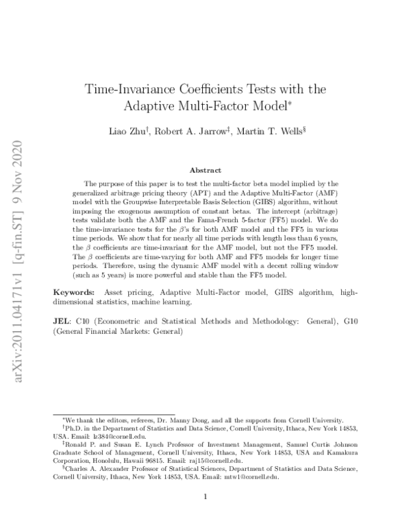 (PDF) Time-Invariance Coefficients Tests with the Adaptive Multi-Factor ...