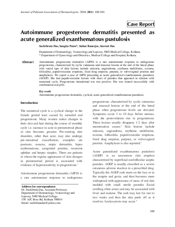 (PDF) Autoimmune progesterone dermatitis presented as acute generalized ...