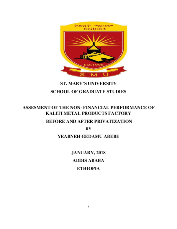 (PDF) St. Mary’s University School of Graduate Studies Assesment of the ...