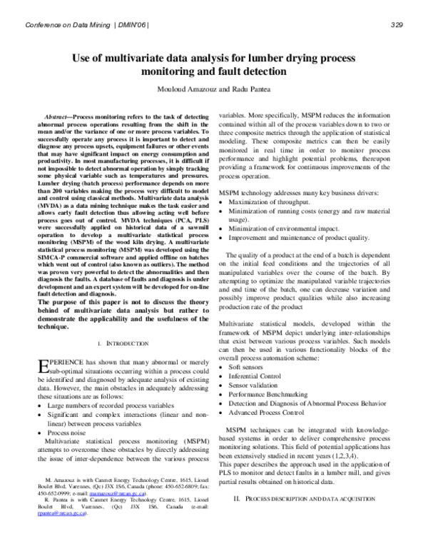 (PDF) Use of Multivariate Data Analysis for Lumber Drying Process ...