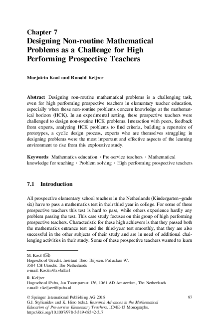 (PDF) Designing Non-routine Mathematical Problems as a Challenge for ...