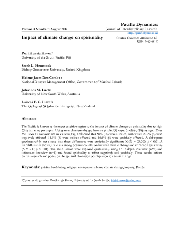 (PDF) Impact of climate change on spirituality