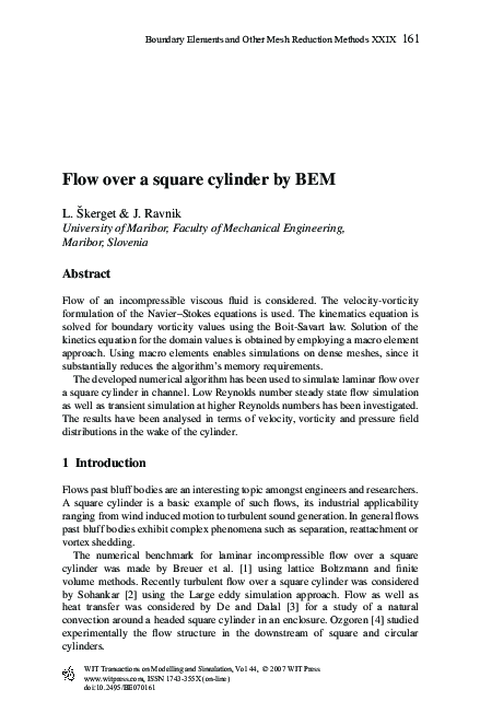 (PDF) Flow over a square cylinder by BEM