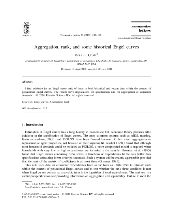 (PDF) Aggregation, rank, and some historical Engel curves