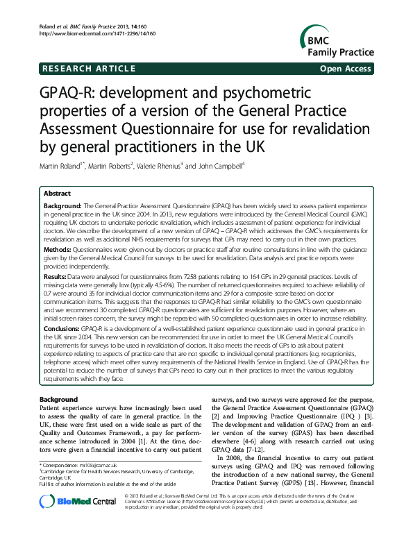 (PDF) GPAQ-R: development and psychometric properties of a version of ...