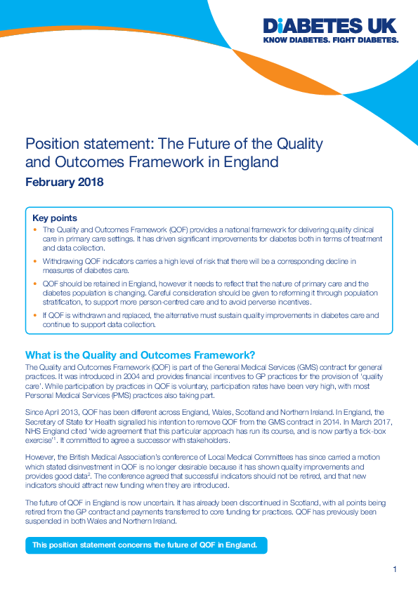 (PDF) The future of the Quality and Outcomes Framework in England