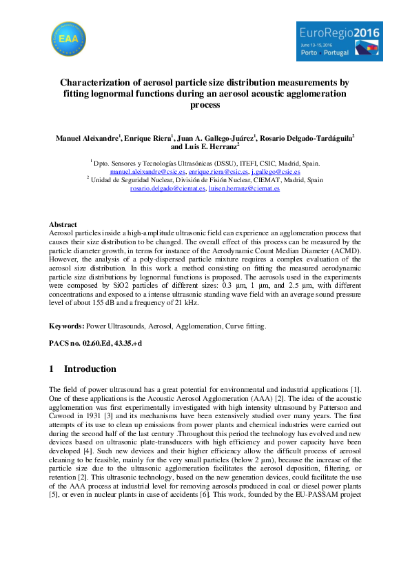 (PDF) Characterization of aerosol particle size distribution measurements by fitting lognormal ...