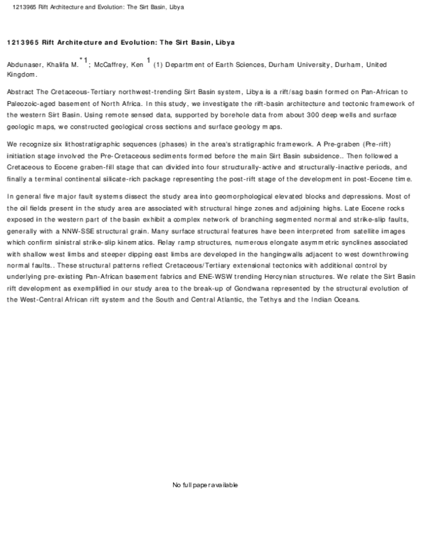 (PDF) Rift architecture and evolution: the Sirt Basin, Libya: the ...