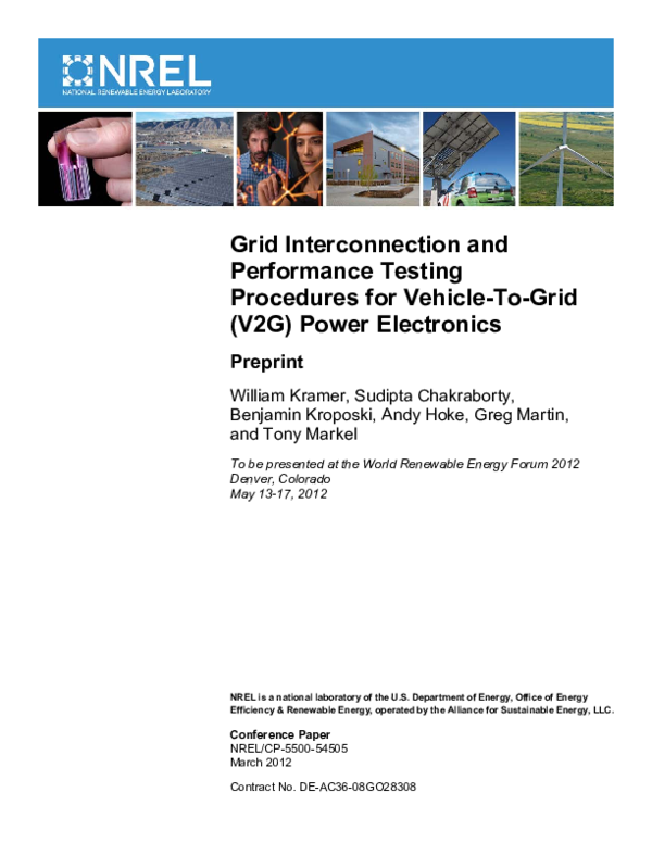 Pdf Grid Interconnection And Performance Testing Procedures For