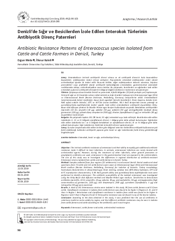 (PDF) Antibiotic Resistance Patterns of Enterococcus faecalis and E ...