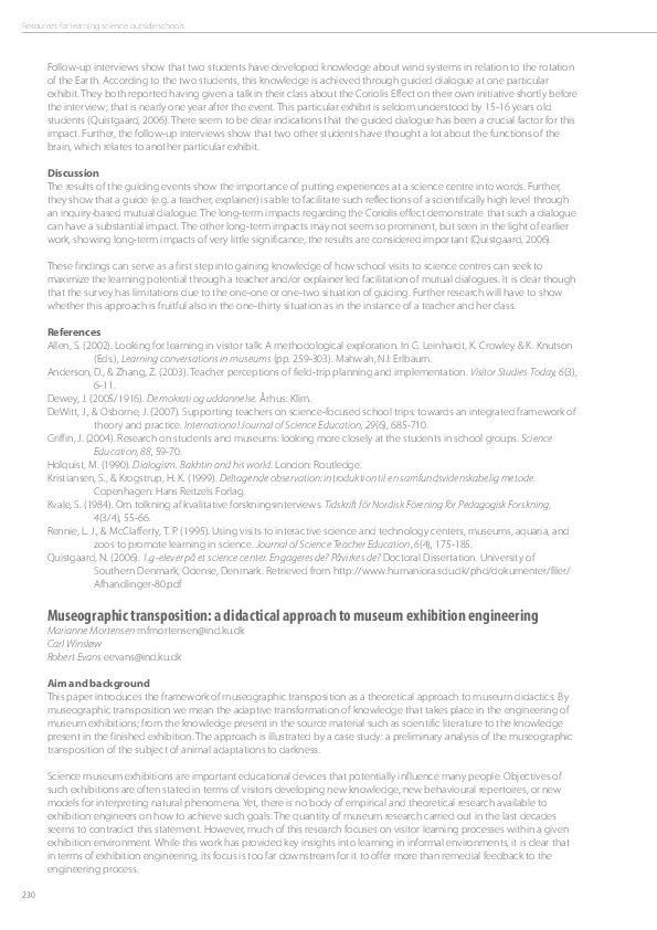 (PDF) Museographic transposition: a didactical approach to museum ...