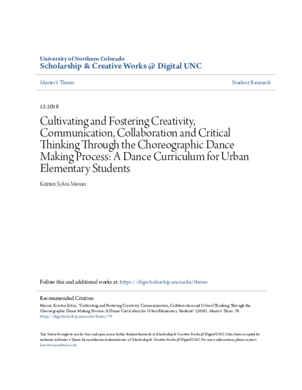 (PDF) Cultivating and Fostering Creativity, Communication ...