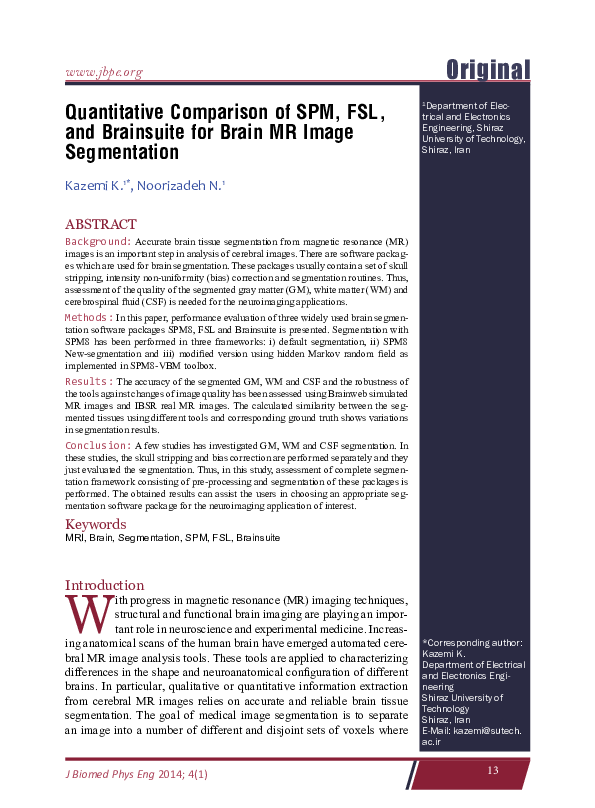 (PDF) Quantitative Comparison of SPM, FSL, and Brainsuite for Brain MR ...