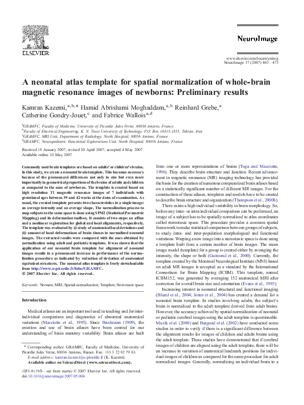 (PDF) A neonatal atlas template for spatial normalization of whole ...