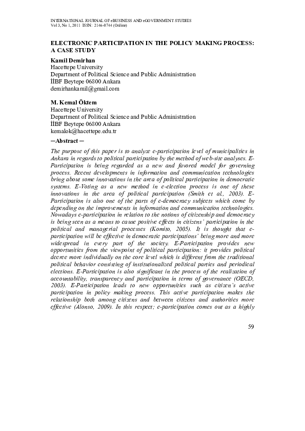 (PDF) Electronic Participation in the Policy Making Process: A Case Study