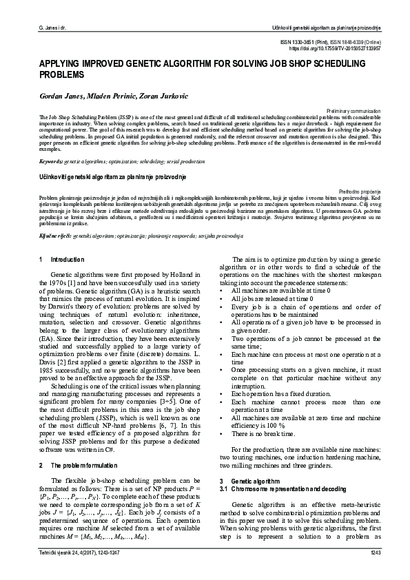 (PDF) Applying Improved Genetic Algorithm for Solving Job Shop Scheduling Problems