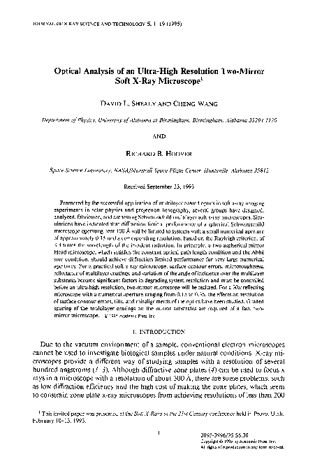 (PDF) Optical analysis of an ultra-high resolution two-mirror soft x ...