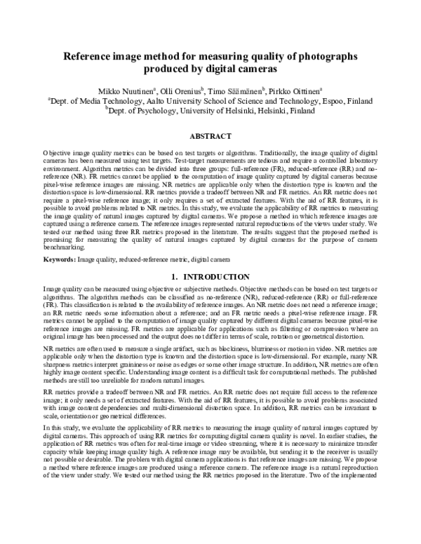 (PDF) Reference image method for measuring quality of photographs ...