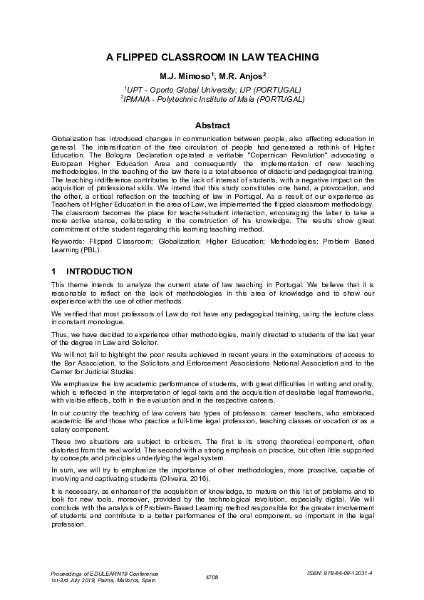 (PDF) A Flipped Classroom in Law Teaching