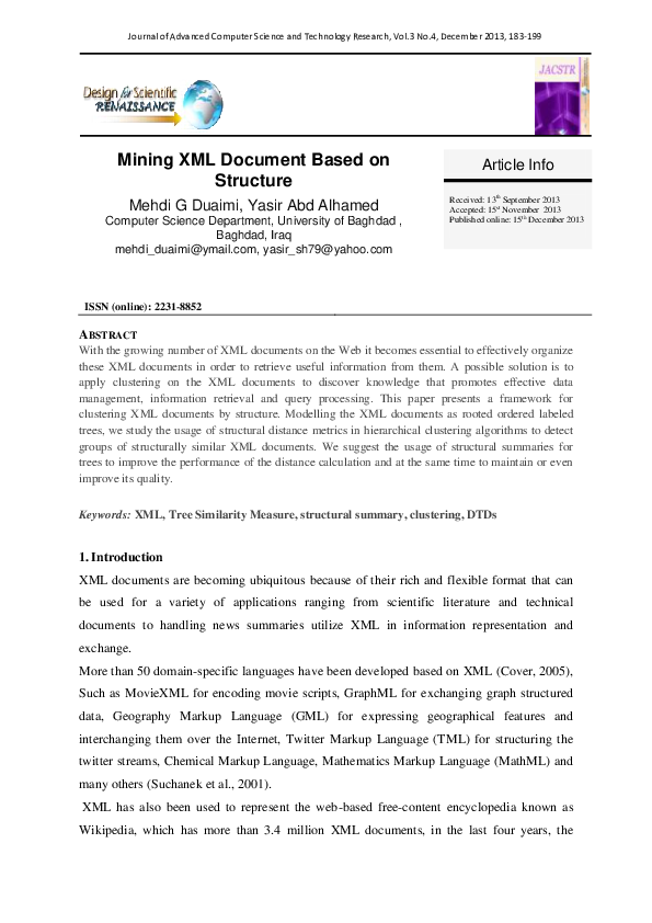 (PDF) Mining XML Document Based on Structure