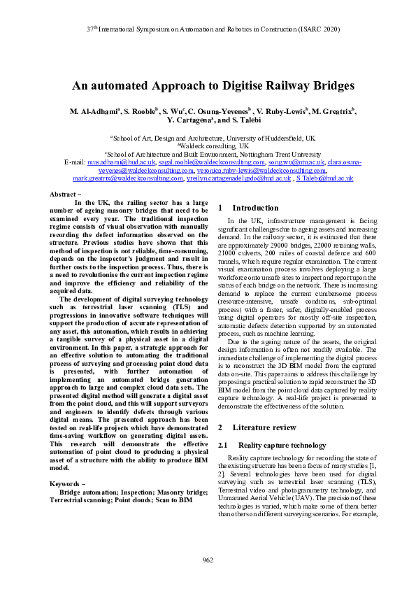 (PDF) An automated Approach to Digitise Railway Bridges