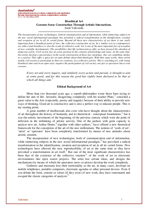 (PDF) Bioethical Art