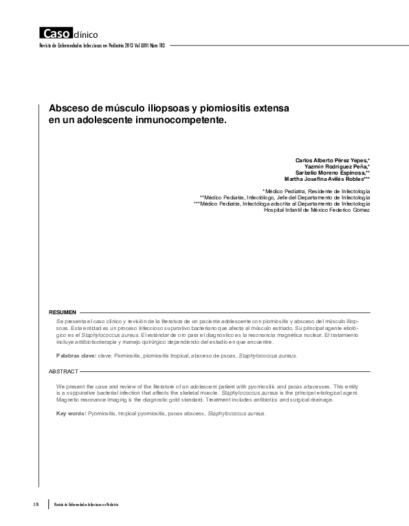 (PDF) Absceso de músculo iliopsoas y piomiositis extensa en un ...