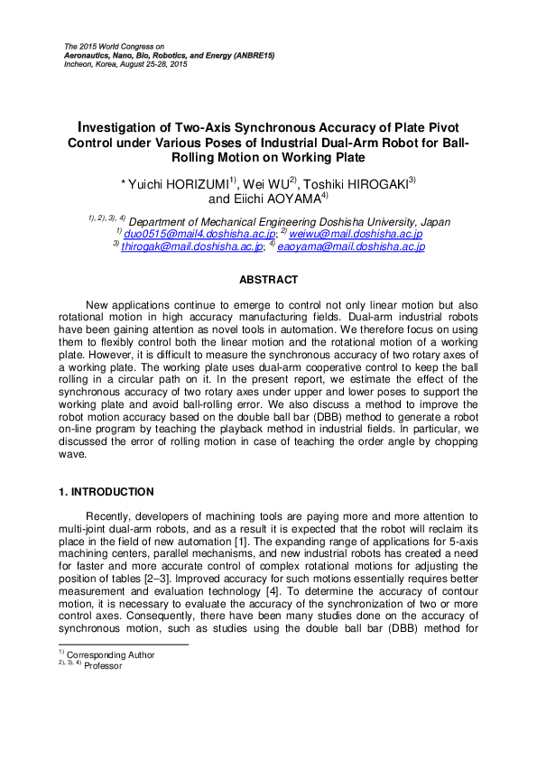 (PDF) I nvestigation of Two-Axis Synchronous Accuracy of Plate Pivot ...