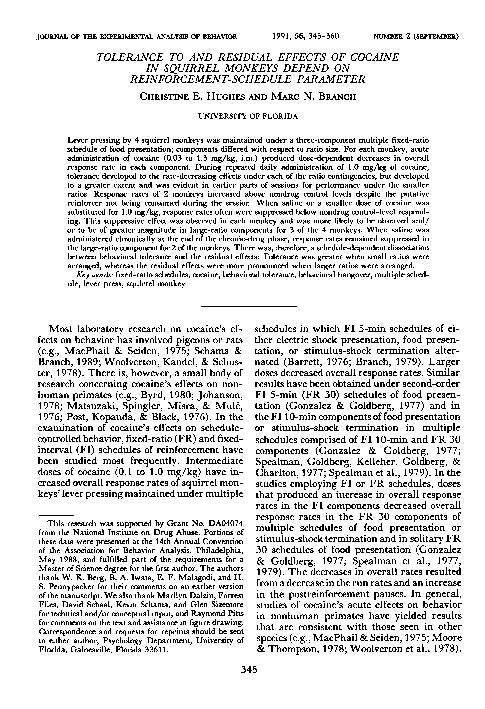 (PDF) Tolerance to and residual effects of cocaine in squirrel monkeys ...