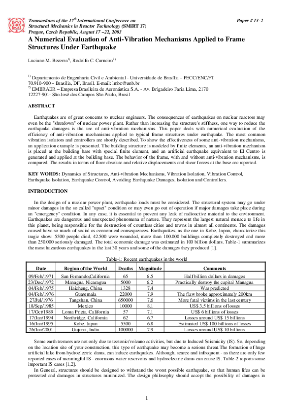 (PDF) A Numerical Evaluation of Anti-Vibration Mechanisms Applied to ...