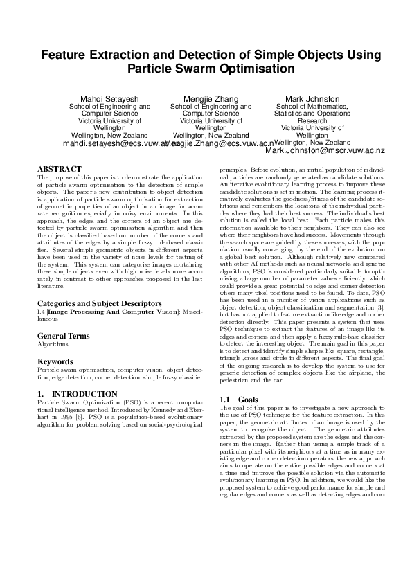 (PDF) Feature Extraction and Detection of Simple Objects Using Particle ...