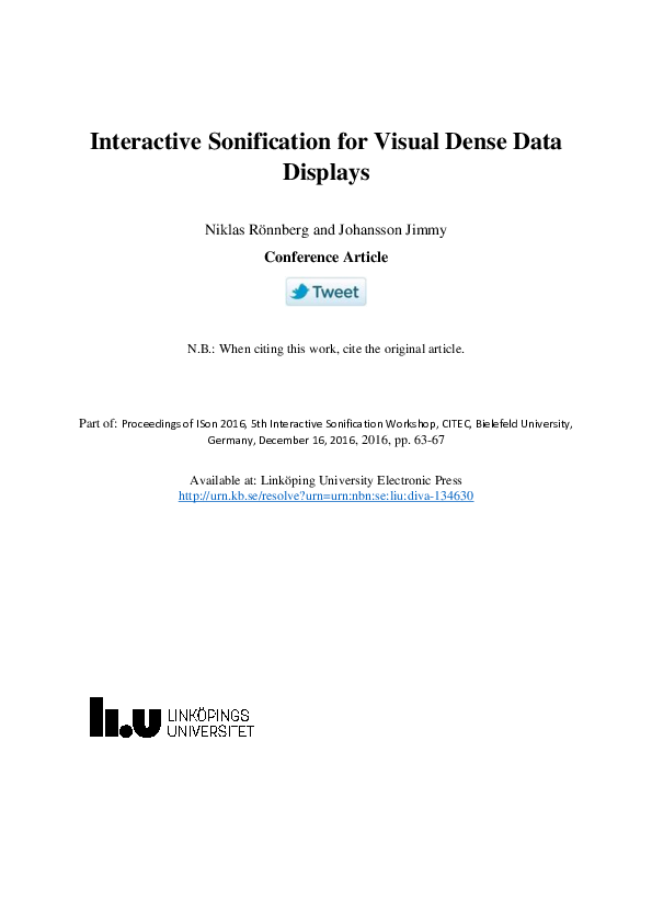 (PDF) Interactive Sonification for Visual Dense Data Displays