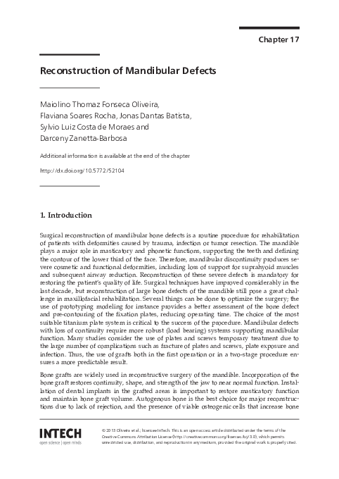 (PDF) Chapter 17 Reconstruction of Mandibular Defects