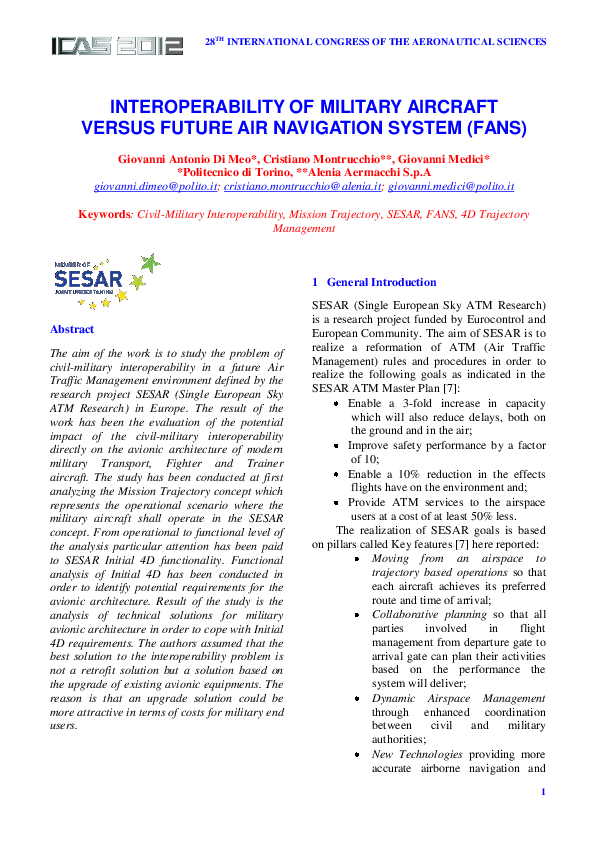 (PDF) Interoperability of Military Aircraft versus Future Air ...
