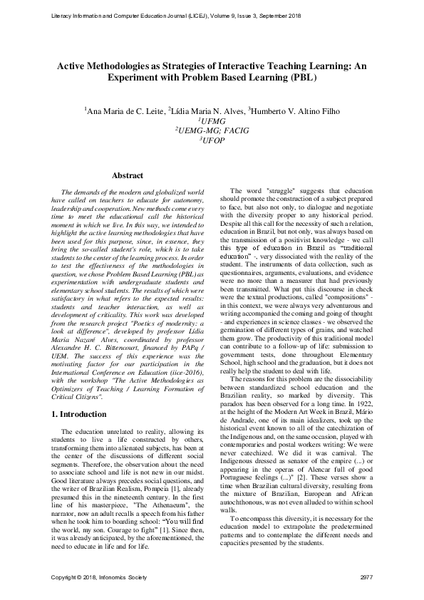 (PDF) Active Methodologies as Strategies of Interactive Teaching ...