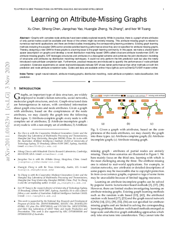 (PDF) Learning on Attribute-Missing Graphs