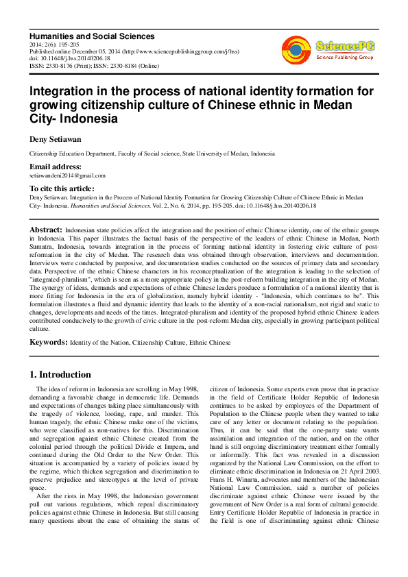 (PDF) Integration in the Process of National Identity Formation for ...