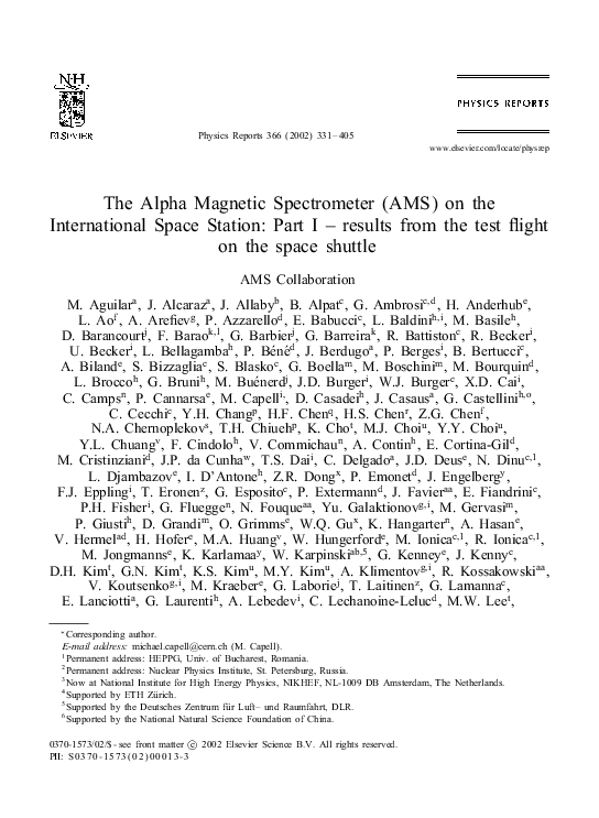 (PDF) The Alpha Magnetic Spectrometer (AMS) on the International Space ...