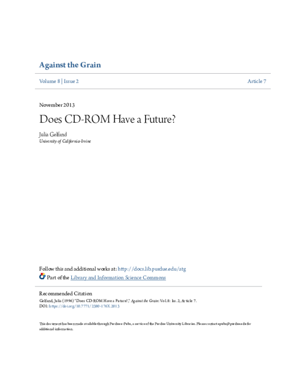 (PDF) Does CD-ROM Have a Future?